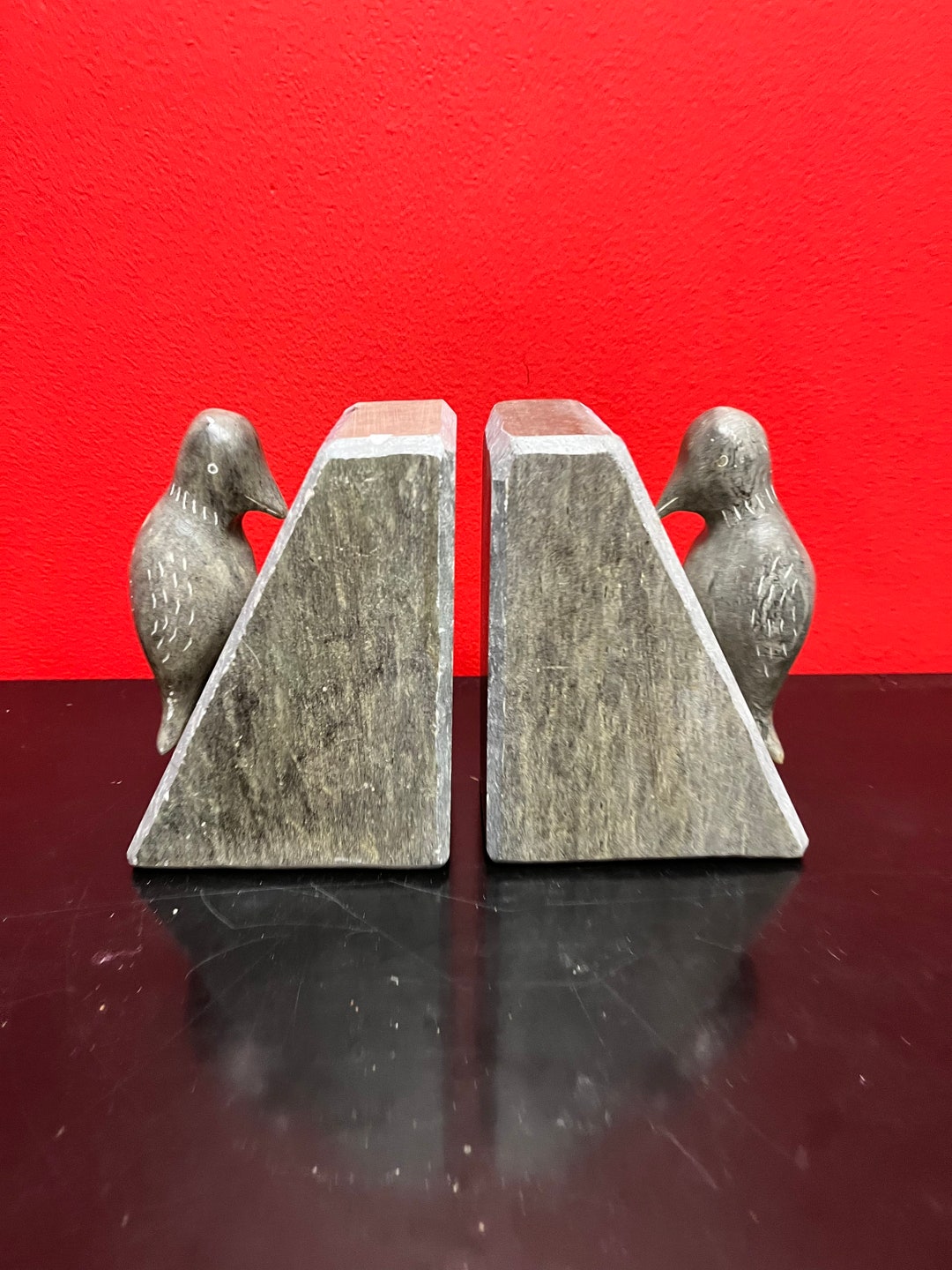 Heavy Indigenous Inuit Soapstone Bird Bookends German, Canadian Artist ...