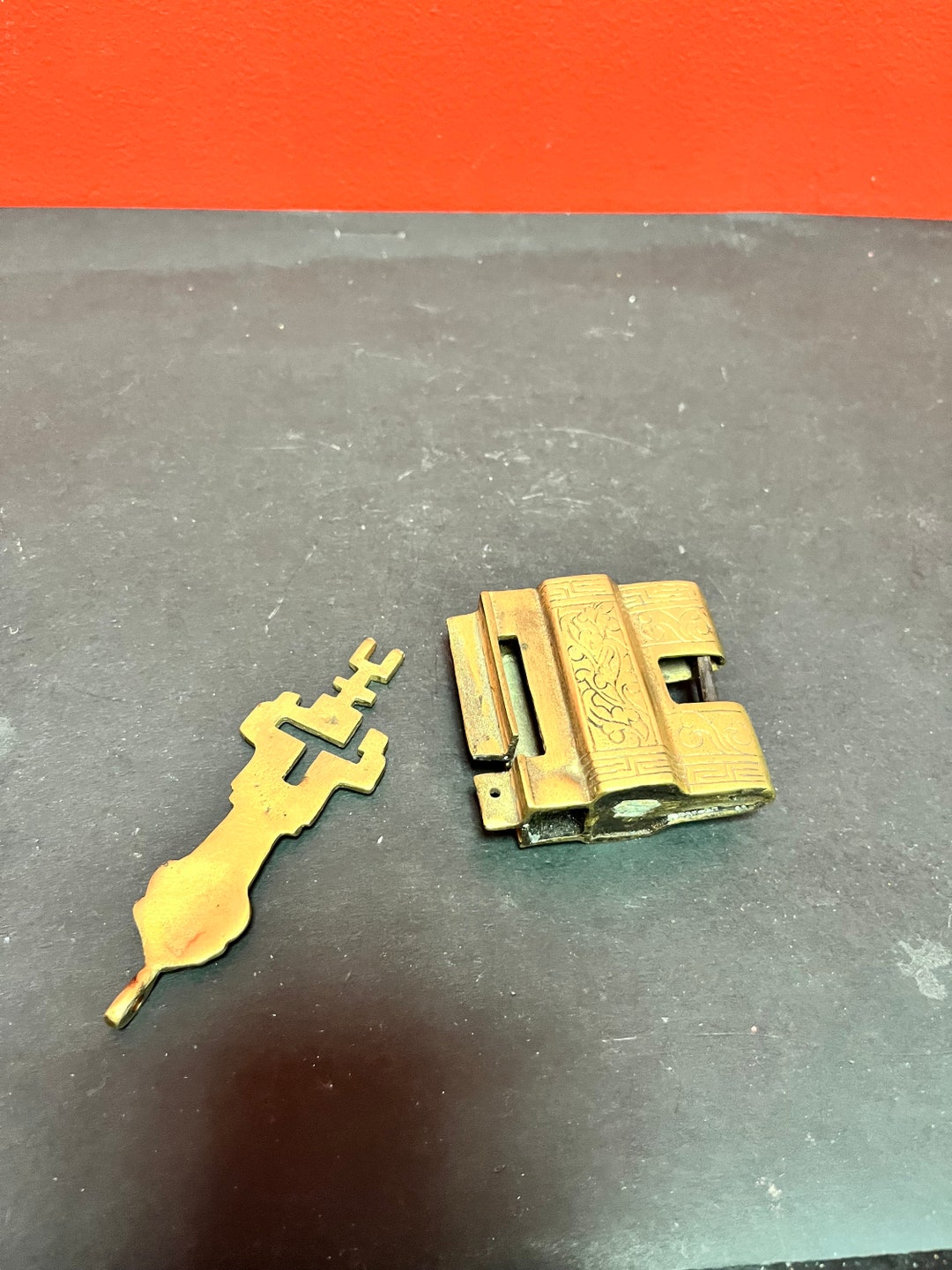 Fabulous Rare Antique Chinese Lock With Key — Great Detail and Patina ...