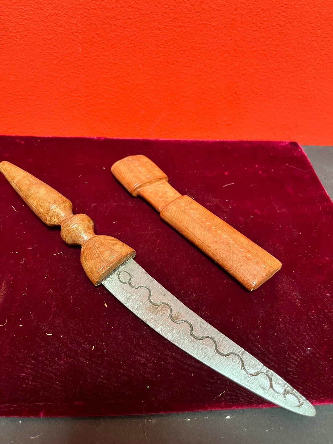 Very Nice 11 Inch Long Leather and Steel Knife in Sheaf — Older and ...