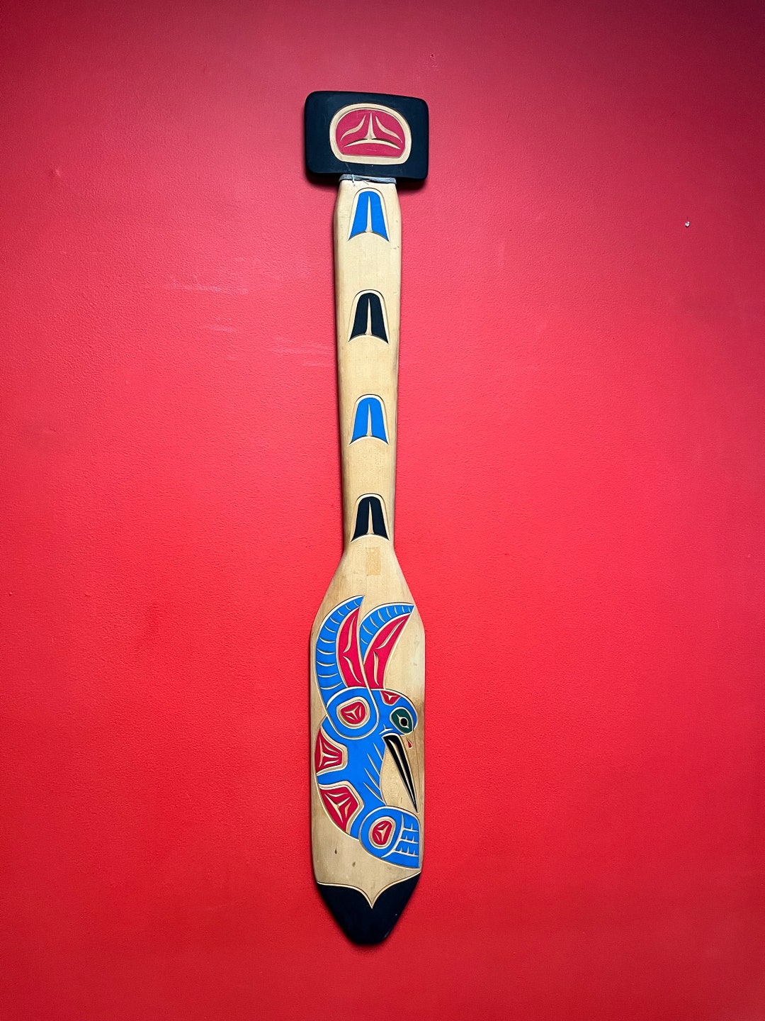 Stunning 41 Inch Long Sam Baker Hummingbird Paddle Wow Indigenous First ...