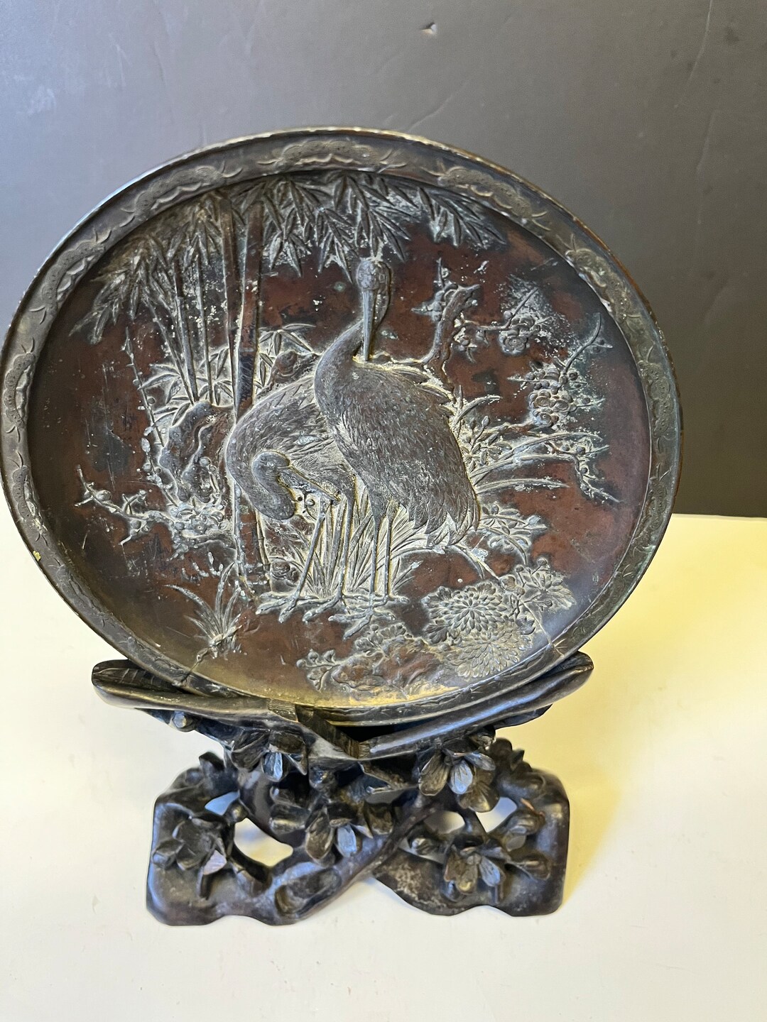 Absolutely Stunning Antique Japanese Bronze Plate Depicting - Etsy