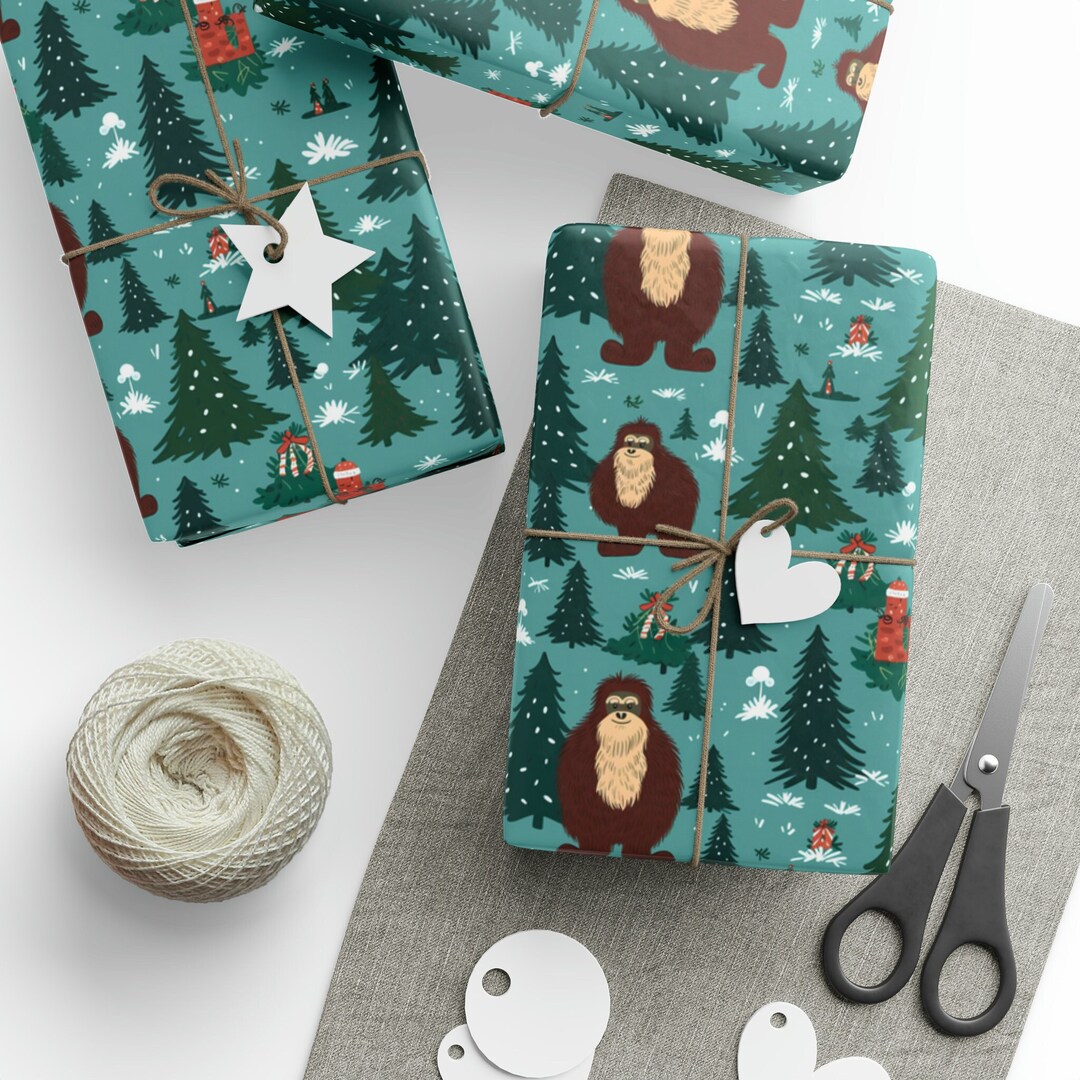 Cute Sasquatch Gift Wrap Paper Cartoon Cryptid Bigfoot - Etsy