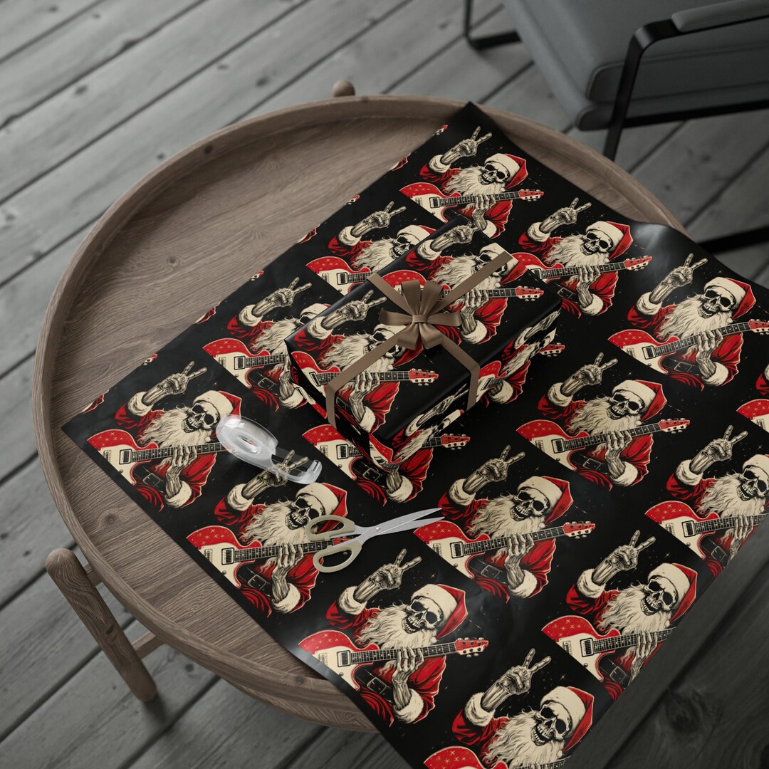 Rock Skeleton Santa Gift Wrap Paper Fun Goth Grunge Gift - Etsy