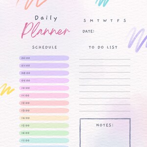 Pastel Watercolor Daily Planner Back to School college Life - Etsy