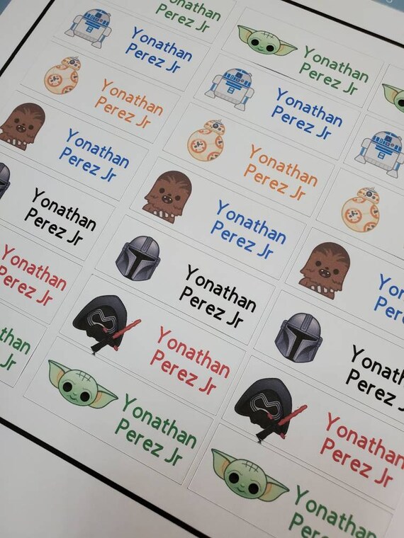 Starwars / Baby Yoda Sticker Labels With Custome Name Back to - Etsy