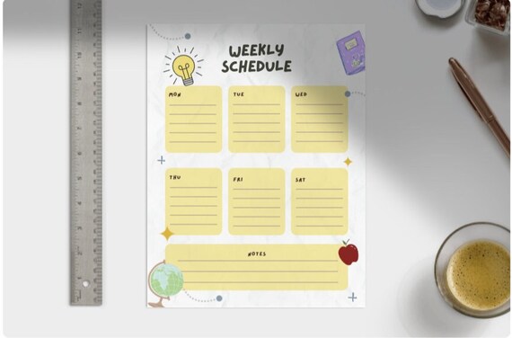 Teacher Student Weekly Schedule Planner Back to School - Etsy