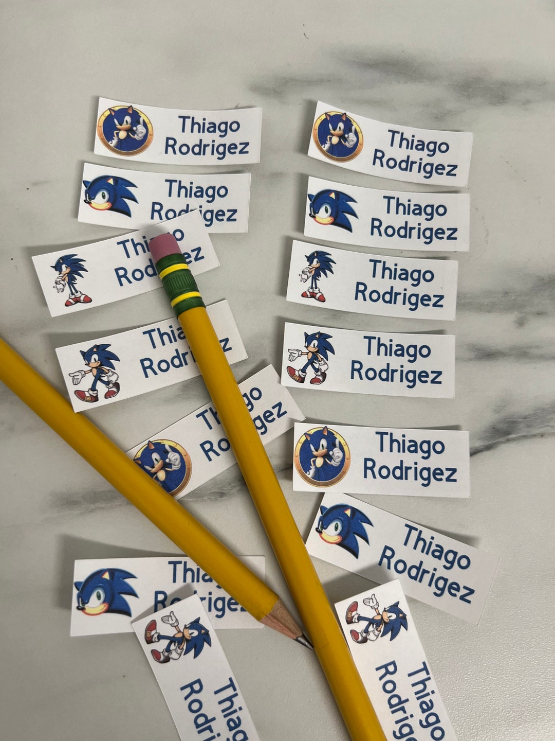 Custom Sonic the Hedgehog Sticker Name Labels Back to School - Etsy