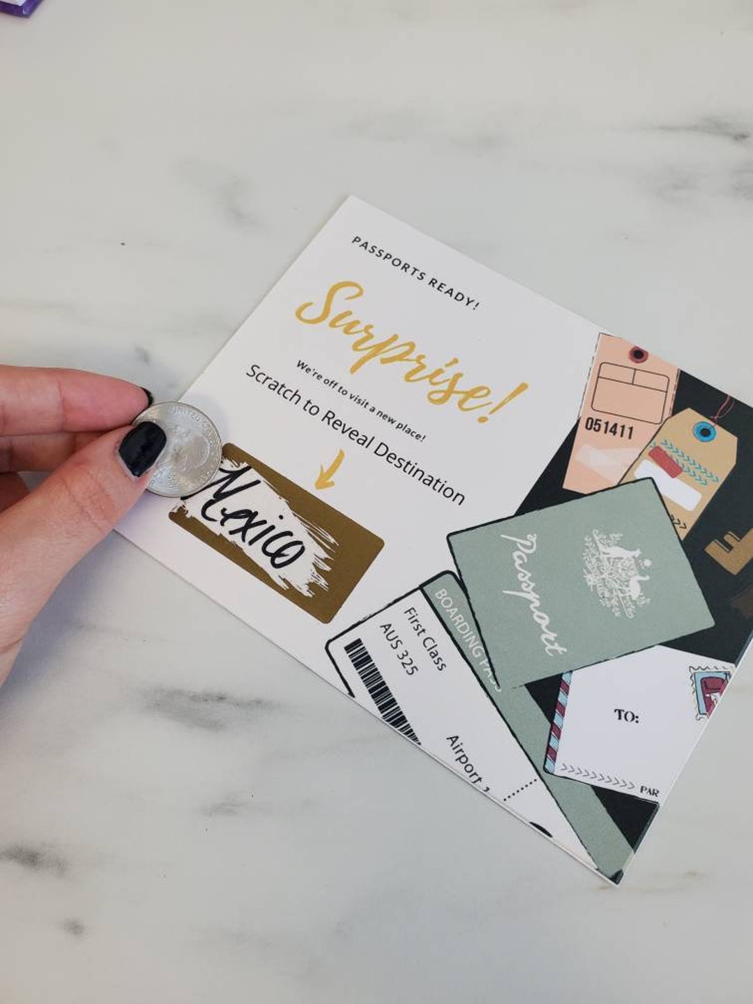 Surprise Trip Scratch off Postcards passport Ready Surprise - Etsy