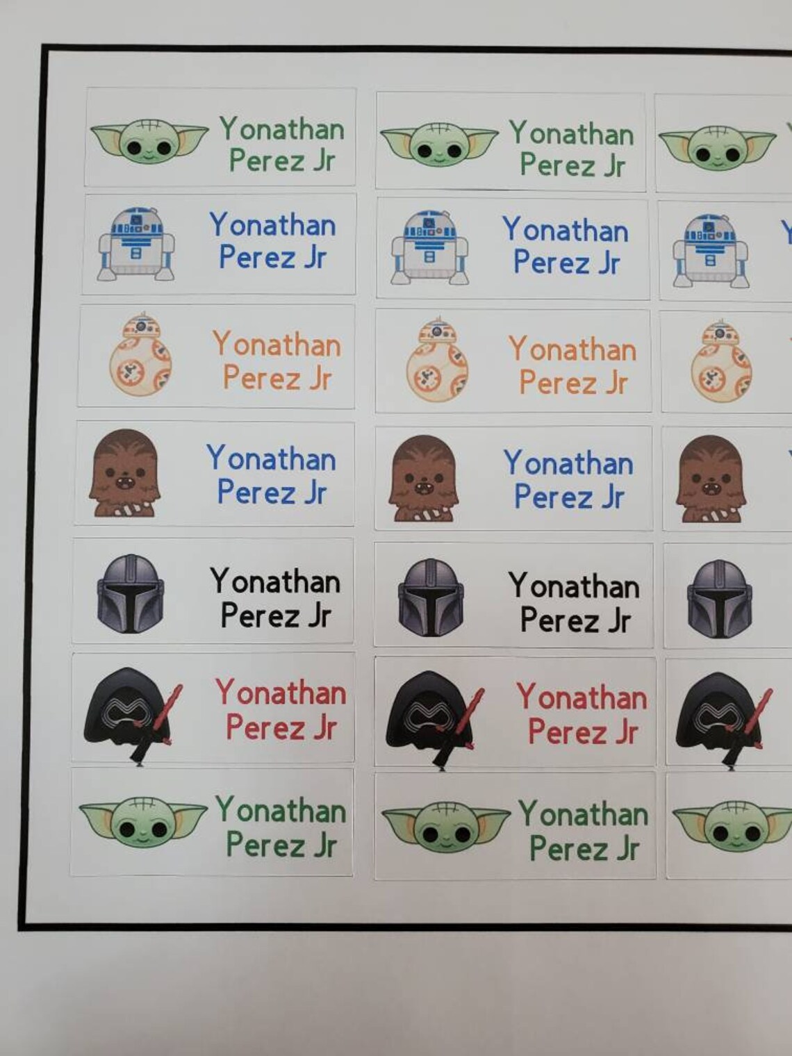 Starwars / Baby Yoda Sticker Labels With Custome Name Back to School ...