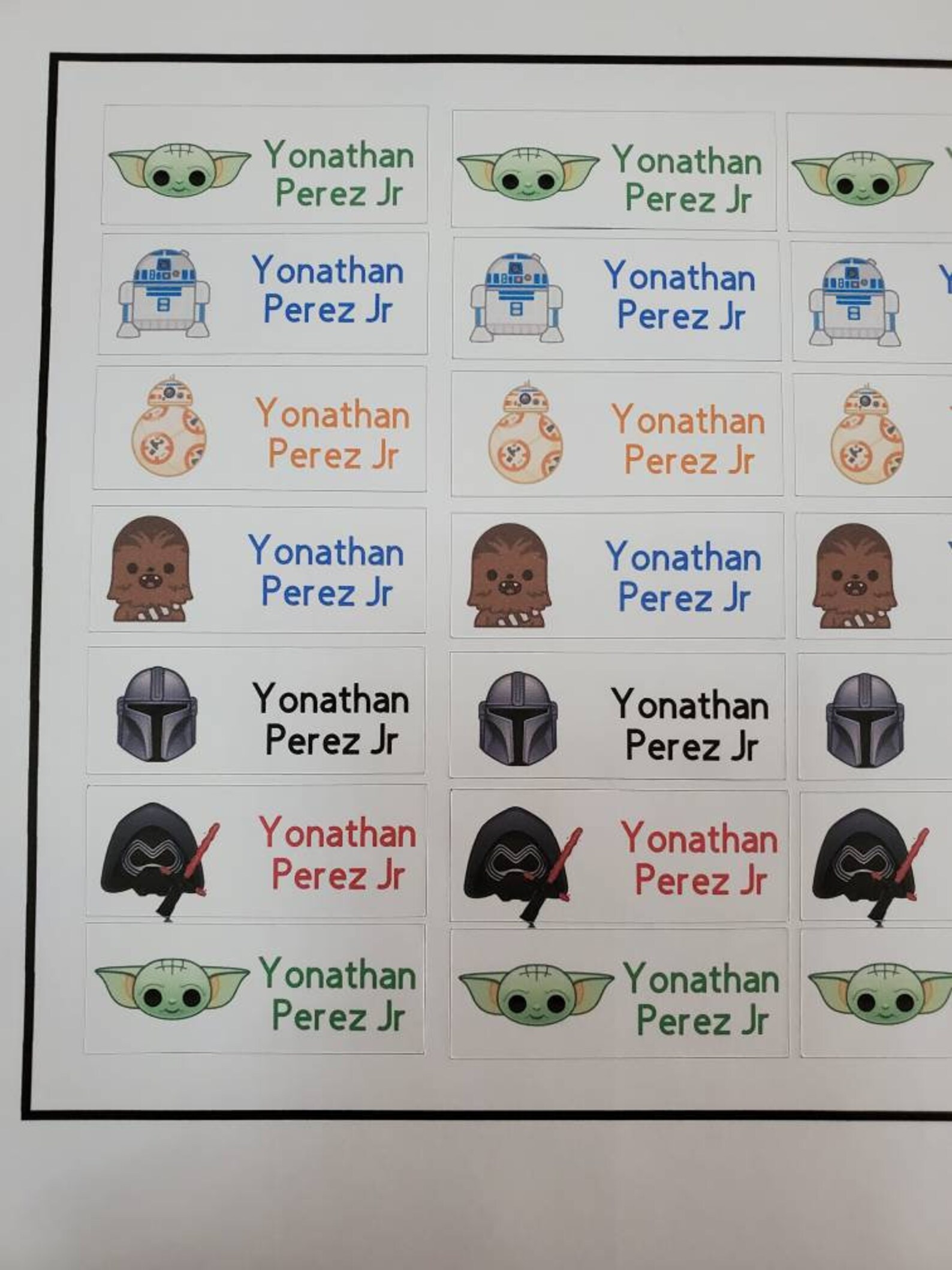 Starwars / Baby Yoda Sticker Labels With Custome Name Back to School ...