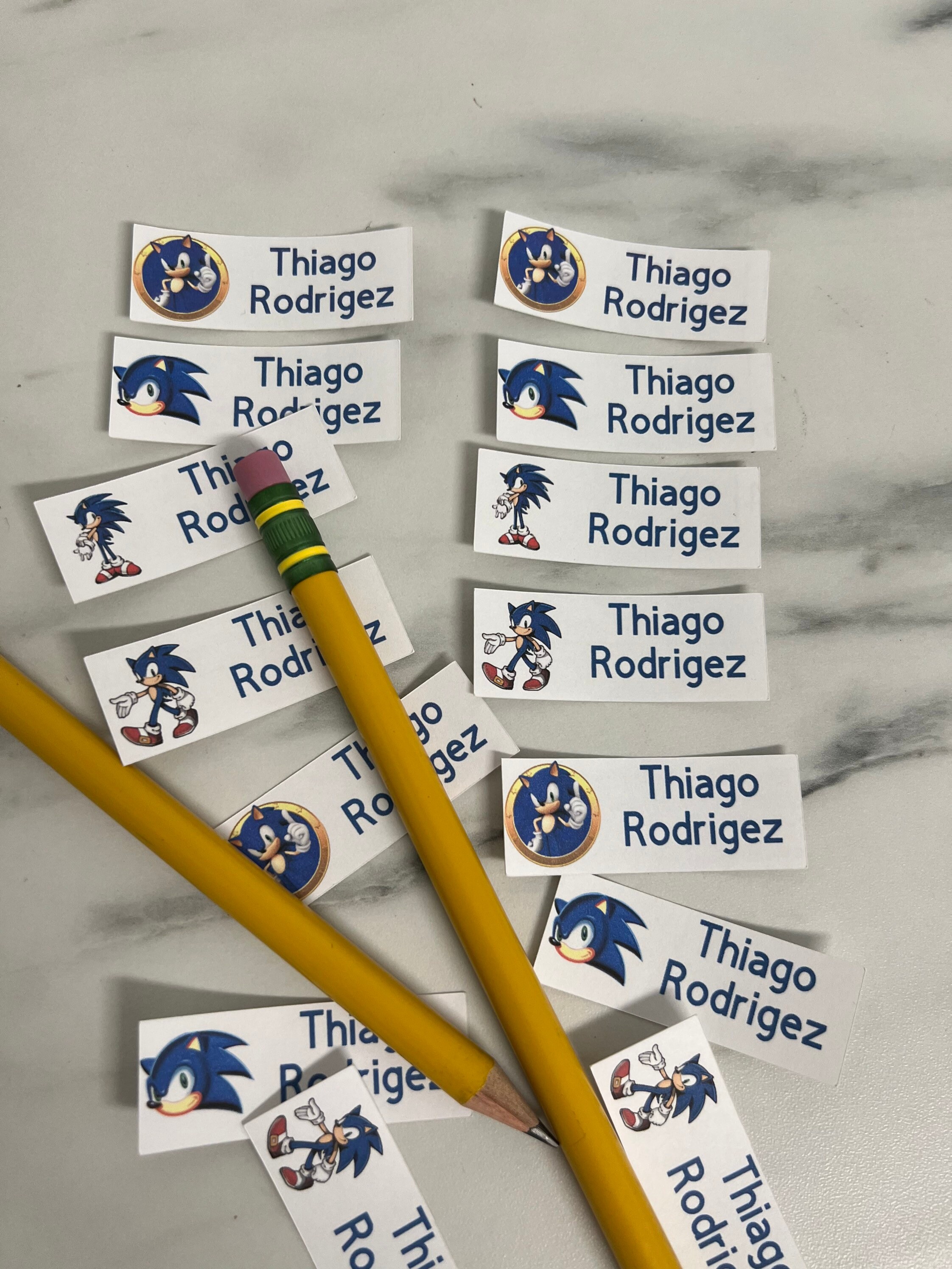 Custom Sonic the Hedgehog Sticker Name Labels Back to School - Etsy