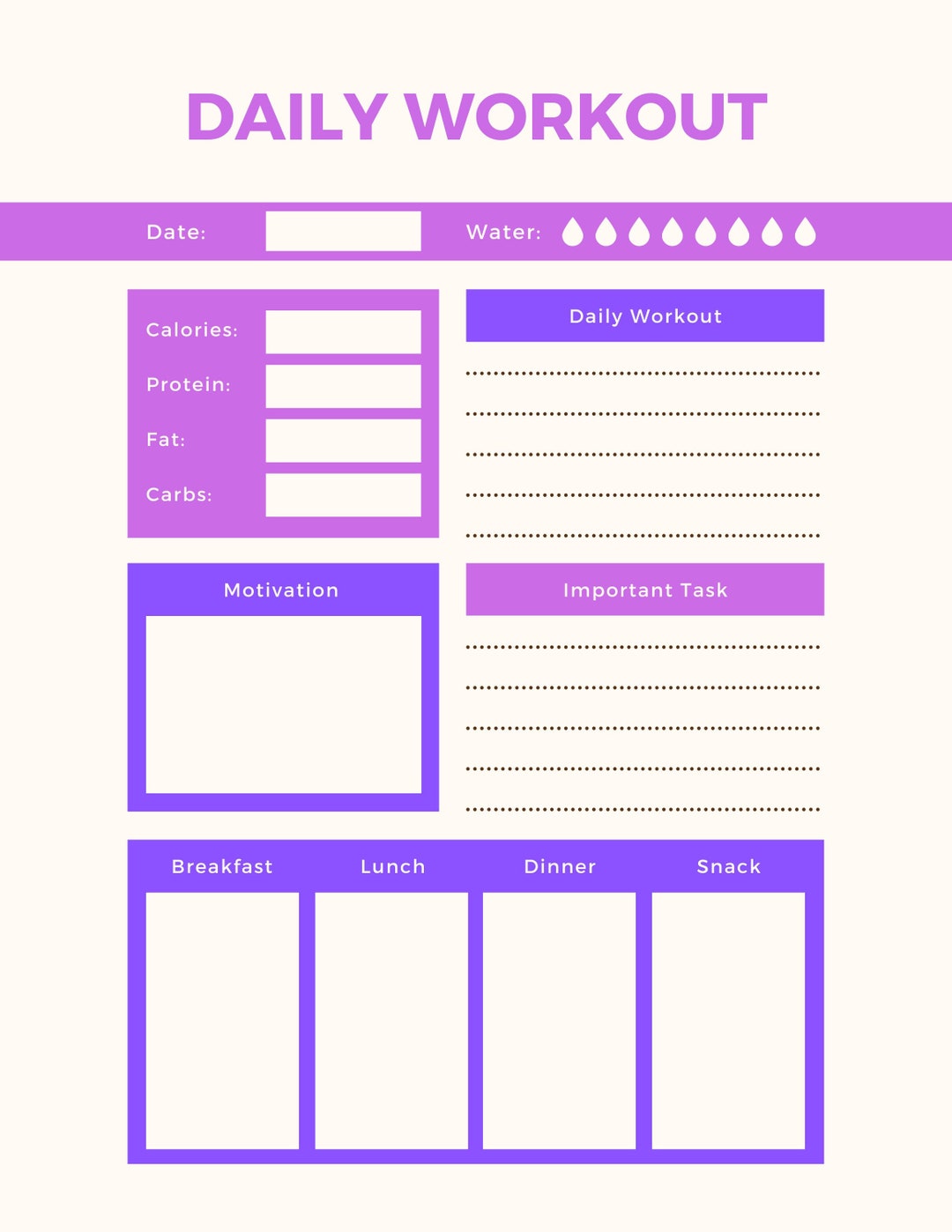 Daily Workout Planner Scheduler Gym Record Keeping - Etsy
