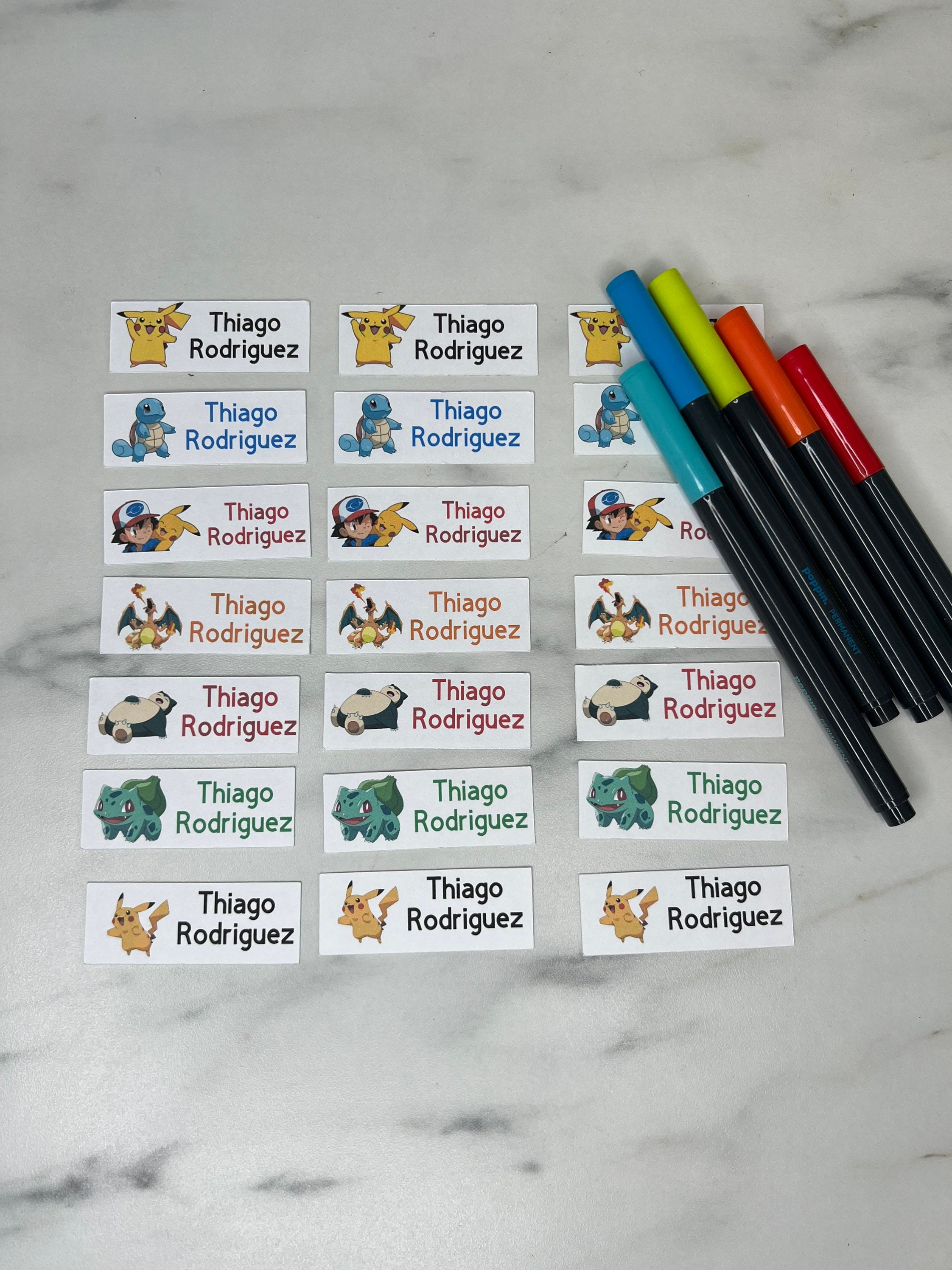 Custom Kids Pokémon Label Stickers Back to School - Etsy