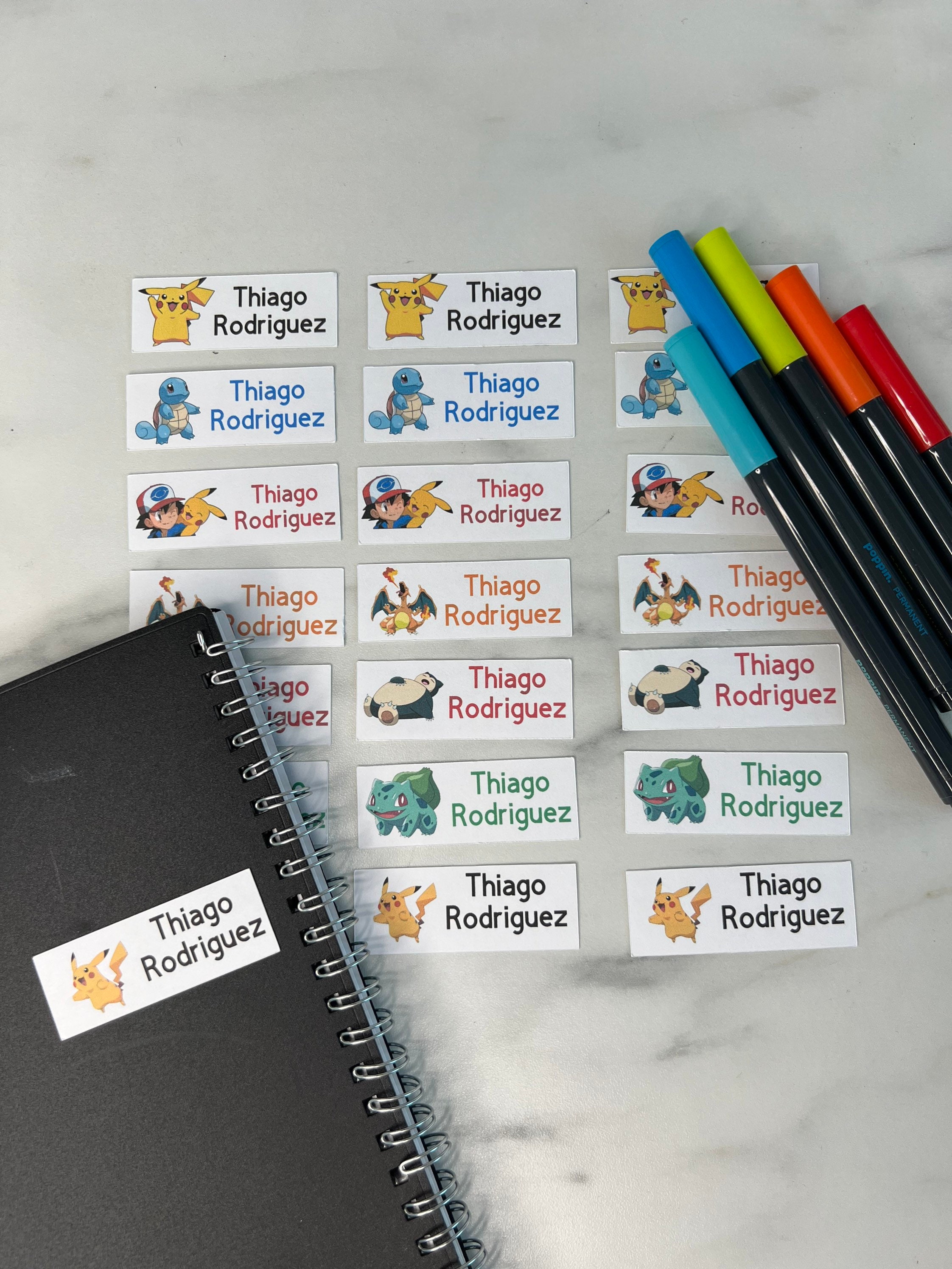 Custom Kids Pokémon Label Stickers Back to School - Etsy