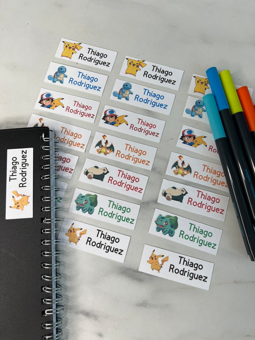 Custom Kids Pokémon Label Stickers Back to School - Etsy