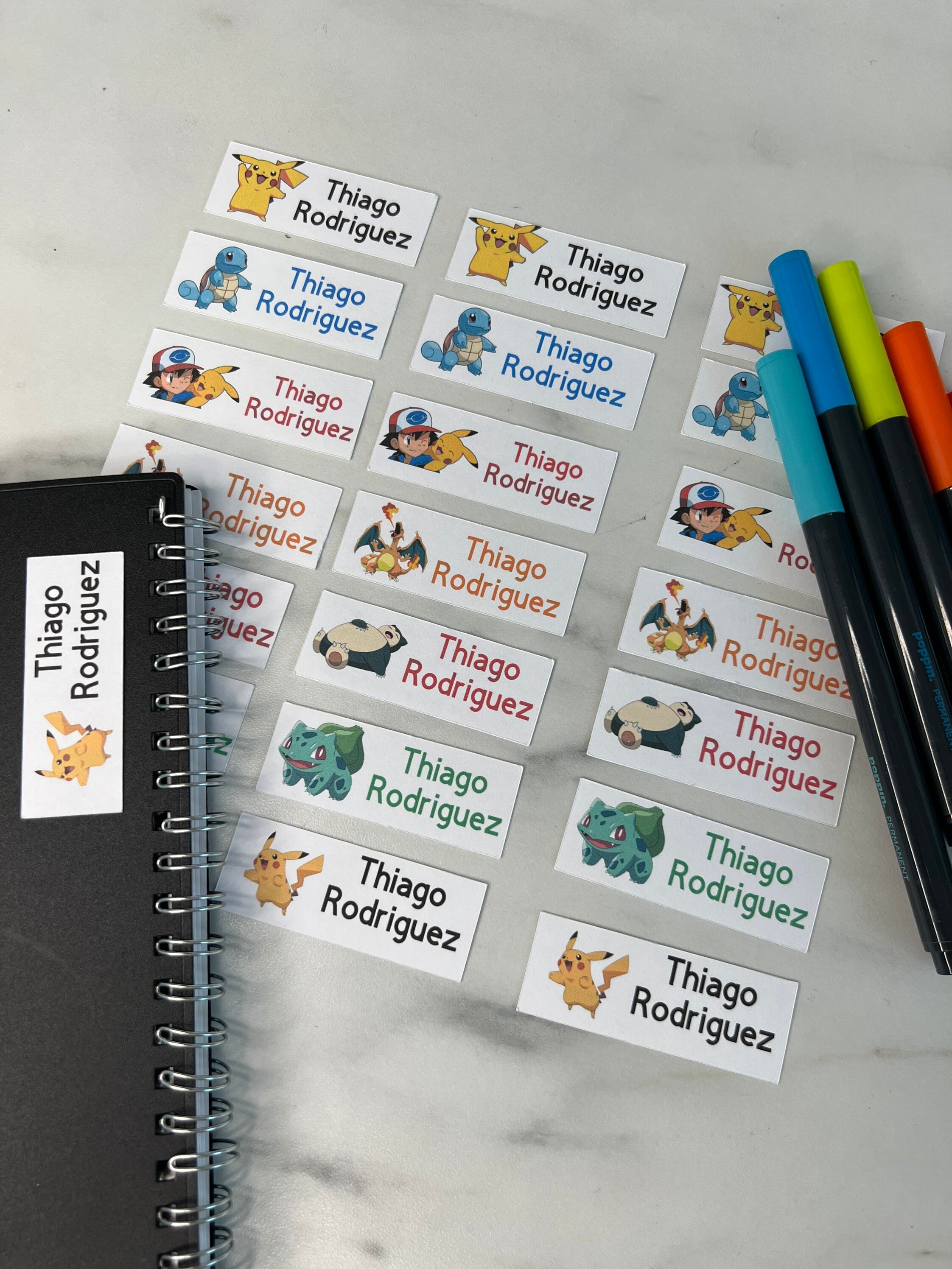 Custom Kids Pokémon Label Stickers Back to School - Etsy