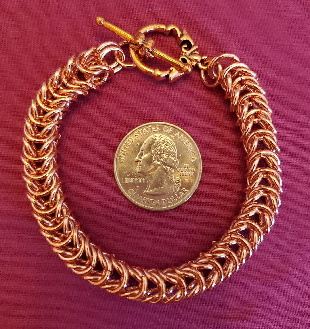 Solid Copper Box Chain Bracelet Handmade With Toggle Clasp - Etsy