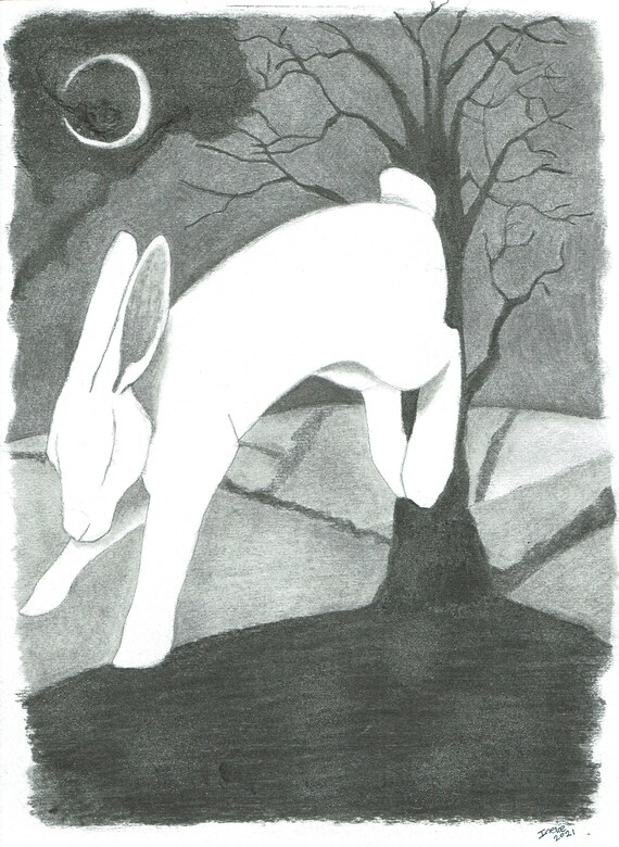 Ghost Bunny A4 Art Print - Etsy
