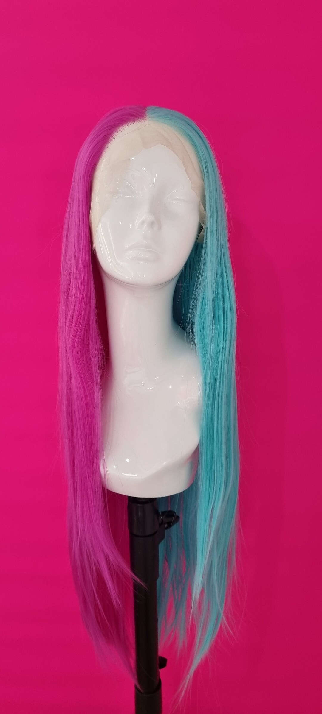 PINK and Blue Wig, Wig, Pink Wig, Drag Wig, Synthetic Wig, Cosplay Wig ...