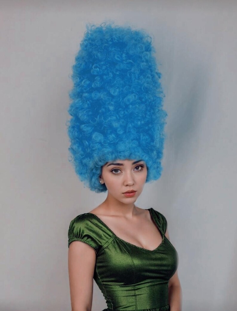 Marge Simpson Wig – Tall Blue Beehive Costume Synthetic Wig, Funny ...