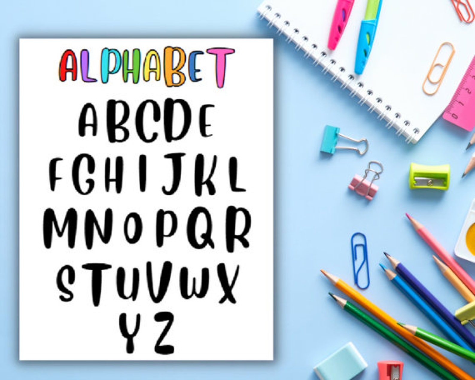 Alphabet Learning Chart, A To Z Poster, Alphabet Printable Chart 