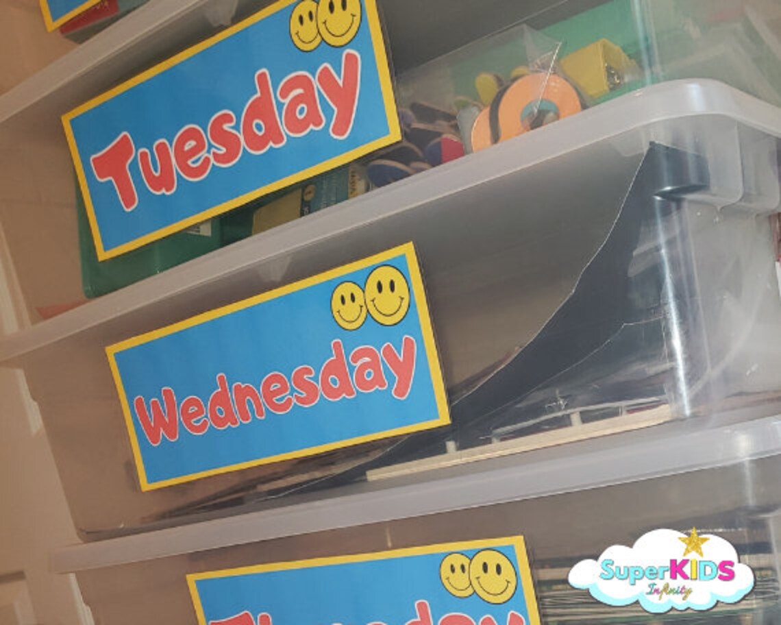 Days of the Week Labels, Classroom Labels, Learning Bin Labels, Days of ...