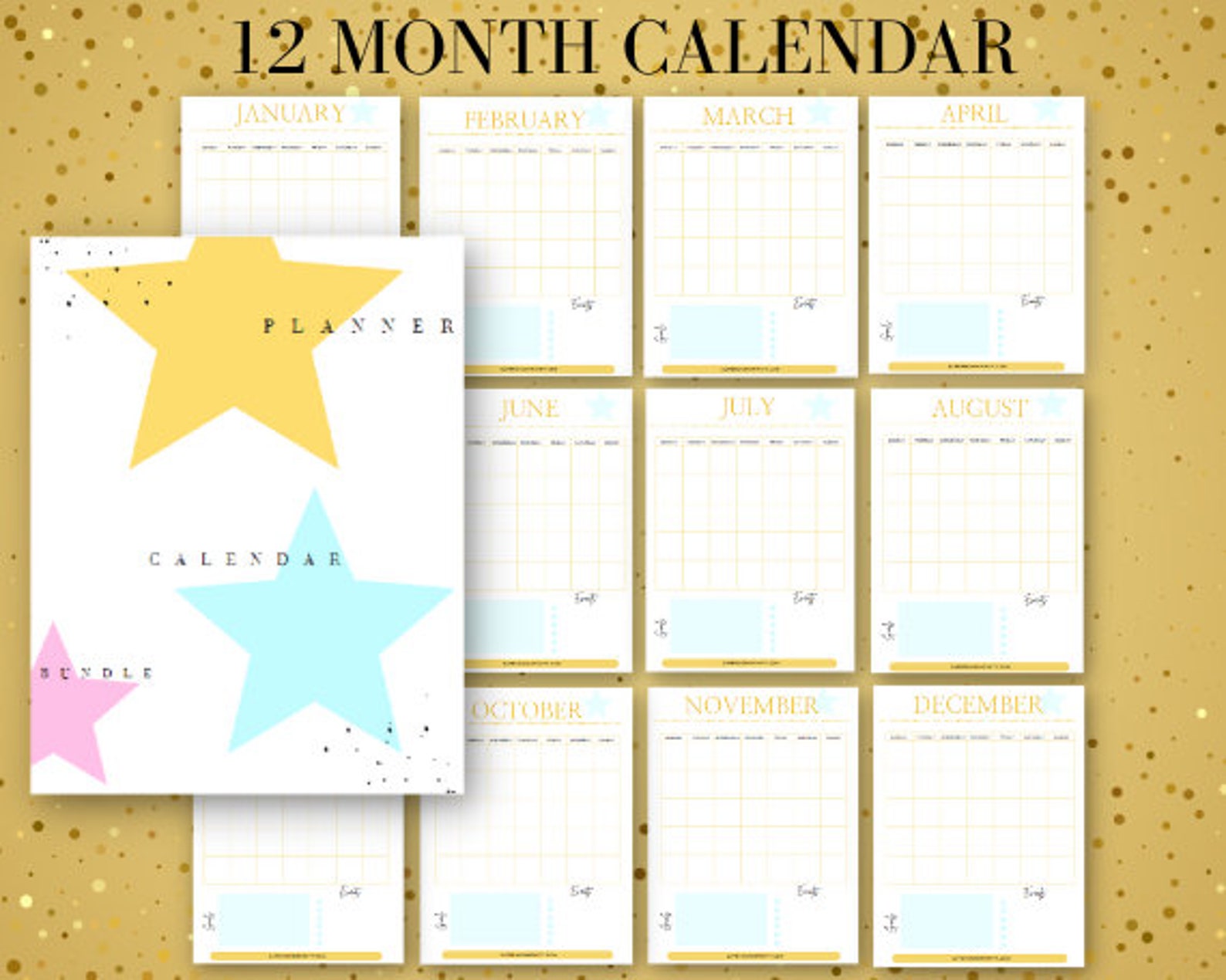 Beautiful Planner and 12 Month Calendar Organized Printable - Etsy