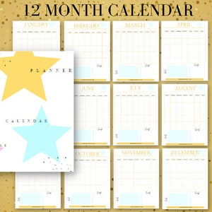Beautiful Planner and 12 Month Calendar Organized Printable - Etsy
