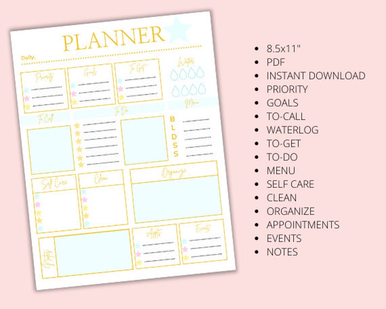 Daily Planner Cute Planner Template Printable Daily Planner - Etsy