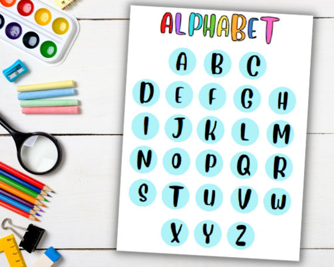 Alphabet Wall Chart, A to Z Poster, Learning Art, Educational Poster ...