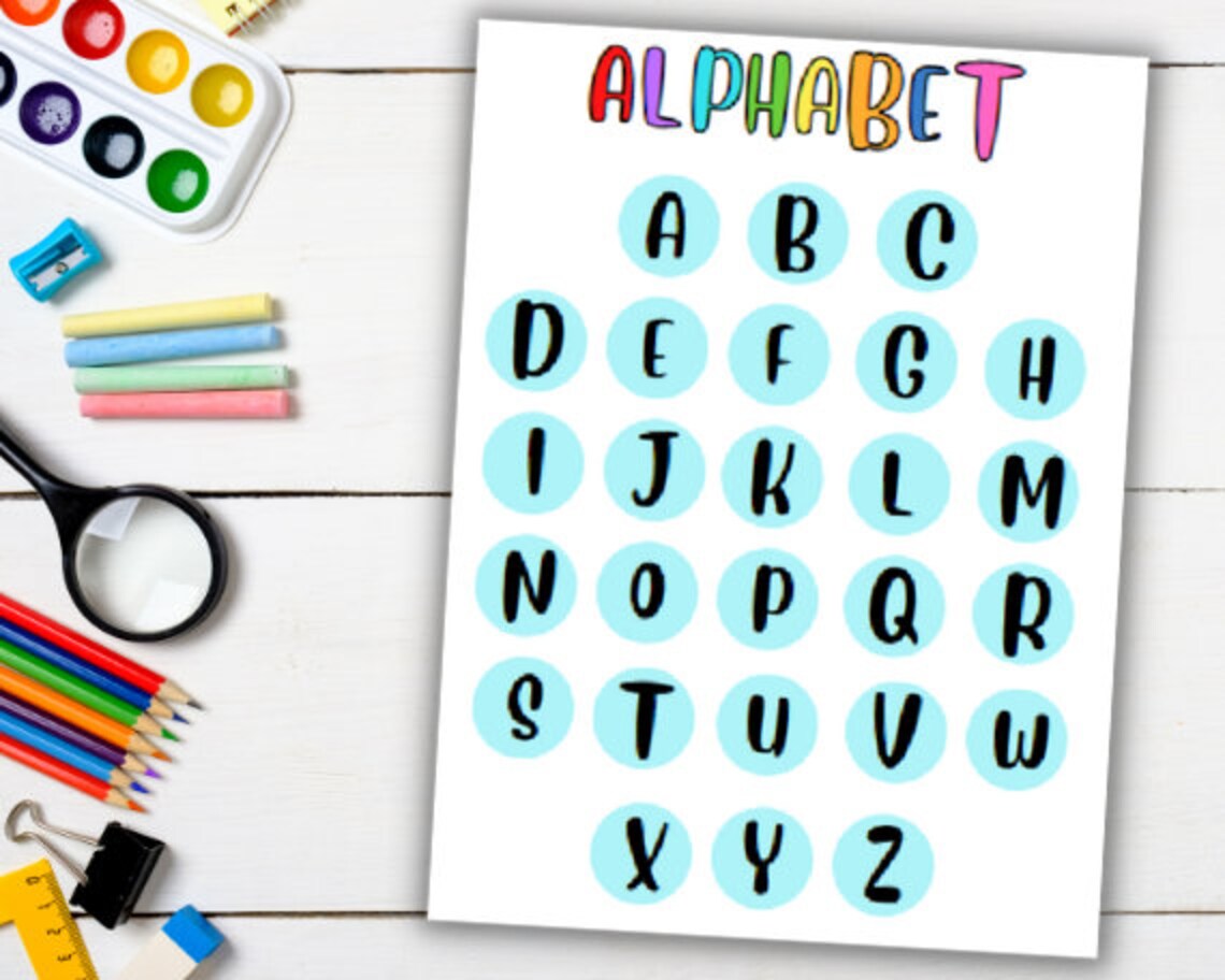 Alphabet Wall Chart, A to Z Poster, Learning Art, Educational Poster ...