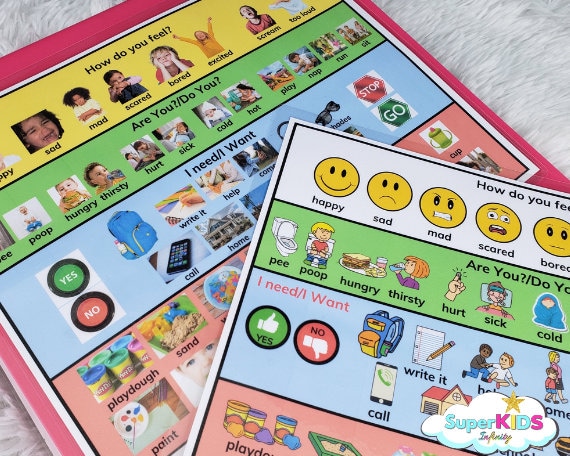 Communication Board for Kids, Autism Aid, Non-verbal Chart, Kids ...