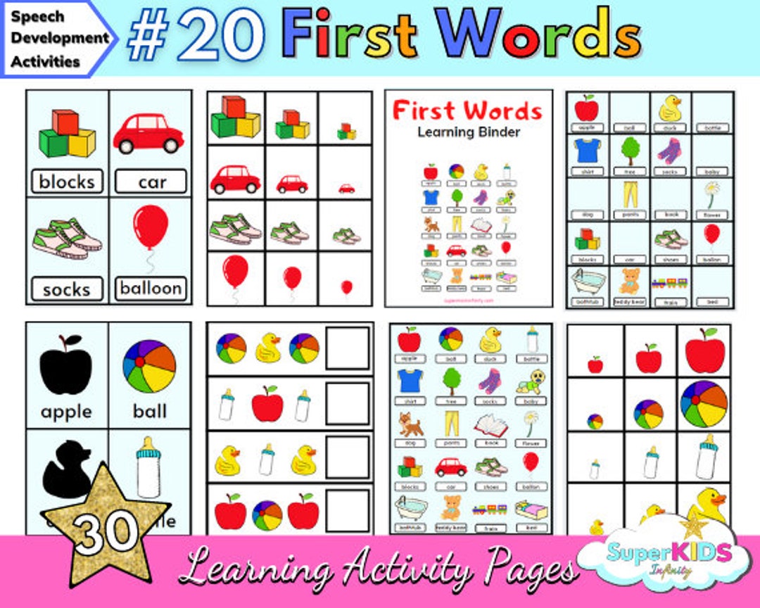 Autism Speech Develpment First Words Learning Binder, First Words Busy ...