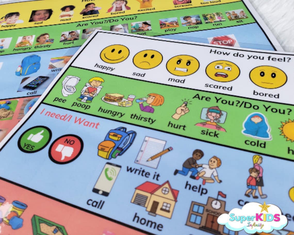 Communication Board for Kids, Autism Aid, Non-verbal Chart, Kids ...