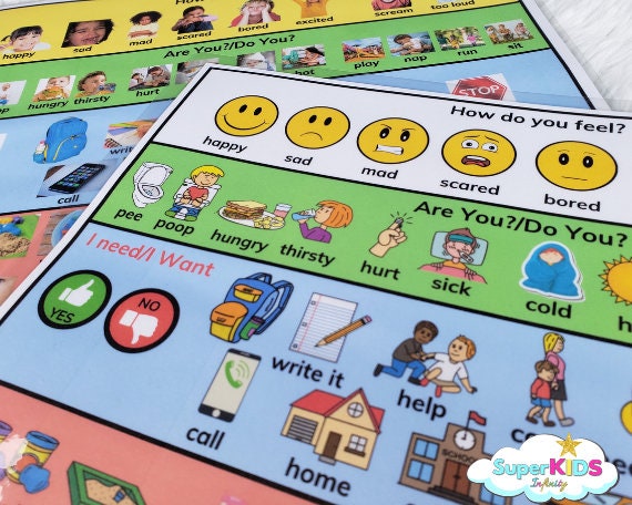 Communication Board for Kids, Autism Aid, Non-verbal Chart, Kids ...