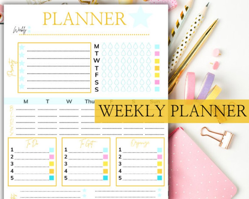 Weekly Planner, Weekly Planner for Busy Moms, Planner Template ...