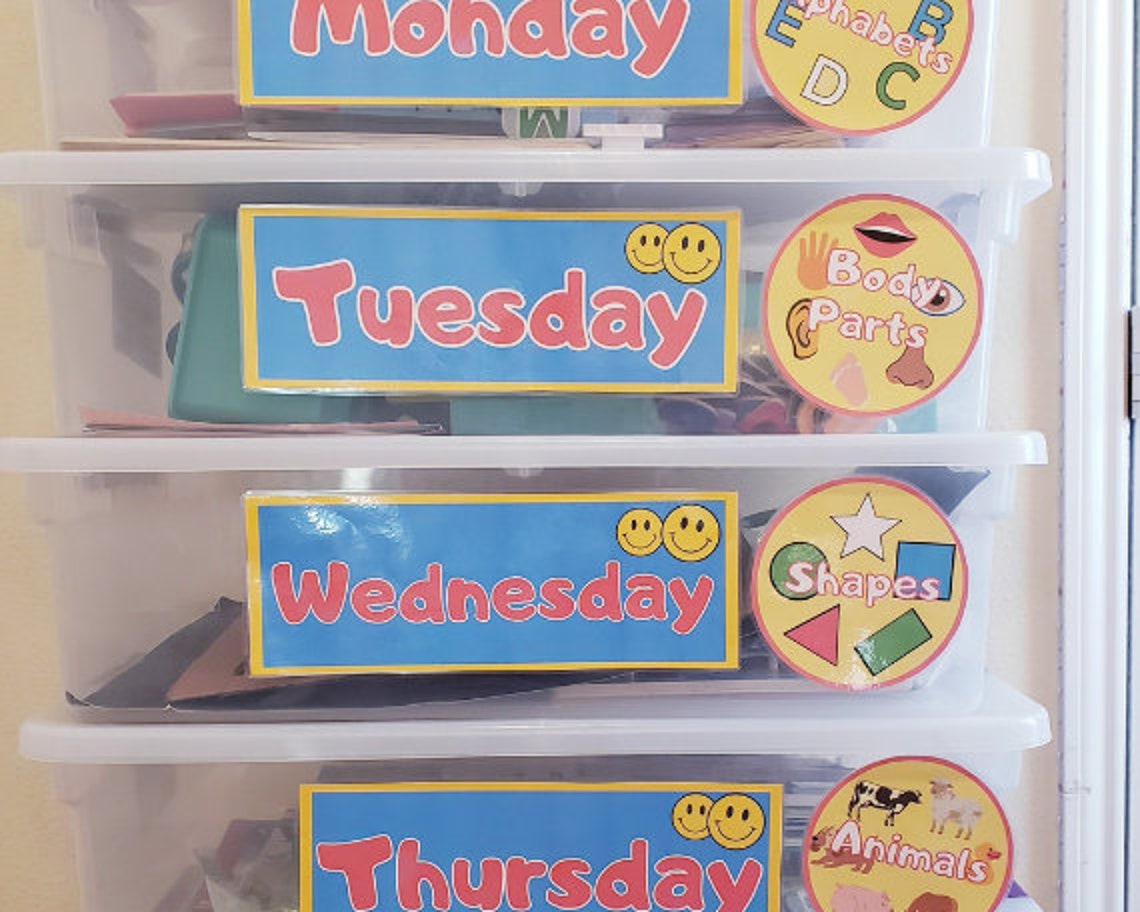 Days of the Week Labels, Classroom Labels, Learning Bin Labels, Days of ...