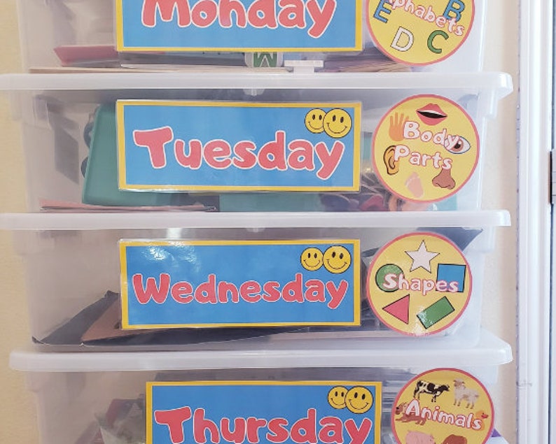 Days of the Week Labels, Classroom Labels, Learning Bin Labels, Days of ...