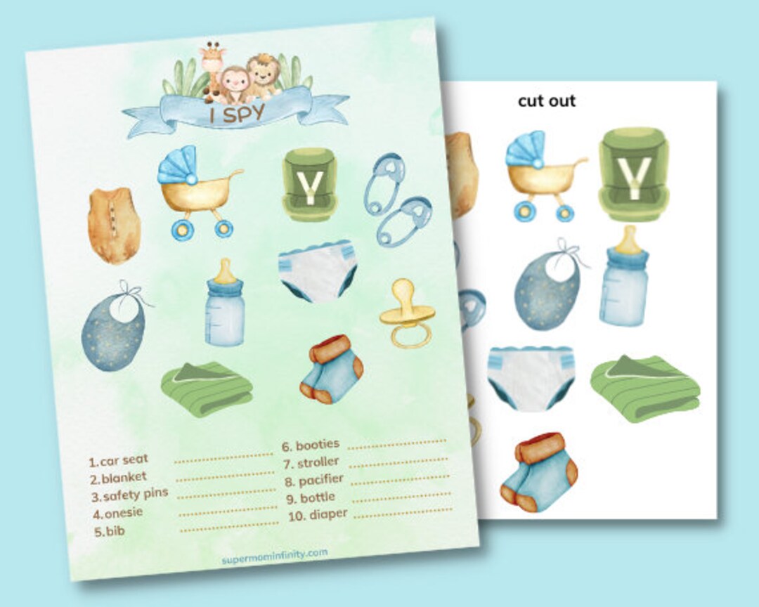 Boy Baby Shower Games, I Spy Baby Games, Safari Theme, Baby Shower ...