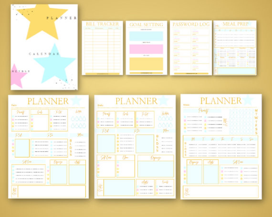 Beautiful Planner and 12 Month Calendar Organized Printable - Etsy