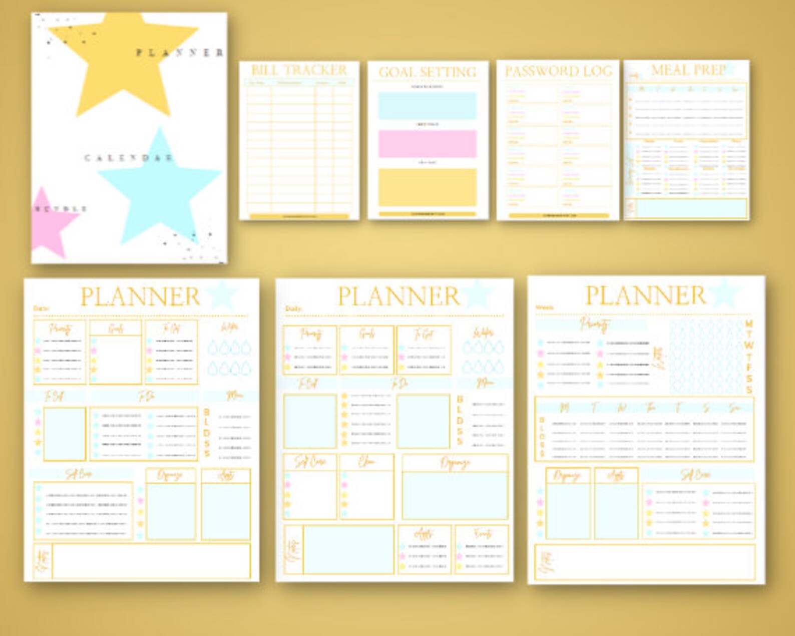 Beautiful Planner and 12 Month Calendar Organized Printable - Etsy
