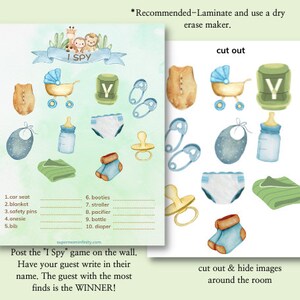 Boy Baby Shower Games, I Spy Baby Games, Safari Theme, Baby Shower ...