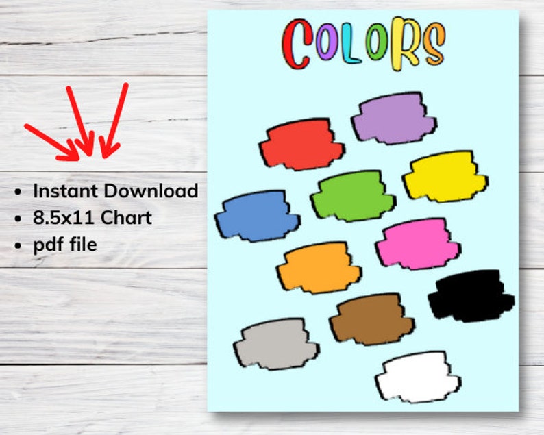 Toddler Learning Chart, Printable Colors Poster, Educational Posters ...