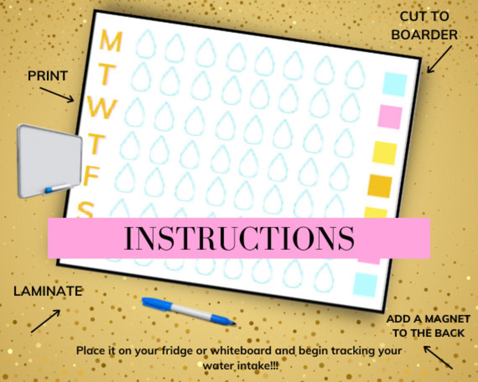 Waterlog Tracker Template, Printable Waterlog, Weekly Fluid Intake ...