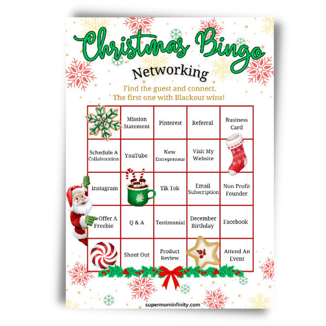 Christmas Networking Bingo for Business Events, Christmas Bingo ...