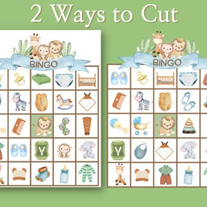 Baby Shower Safari Bingo Game, 42 Bingo Cards, Baby Shower Bingo ...