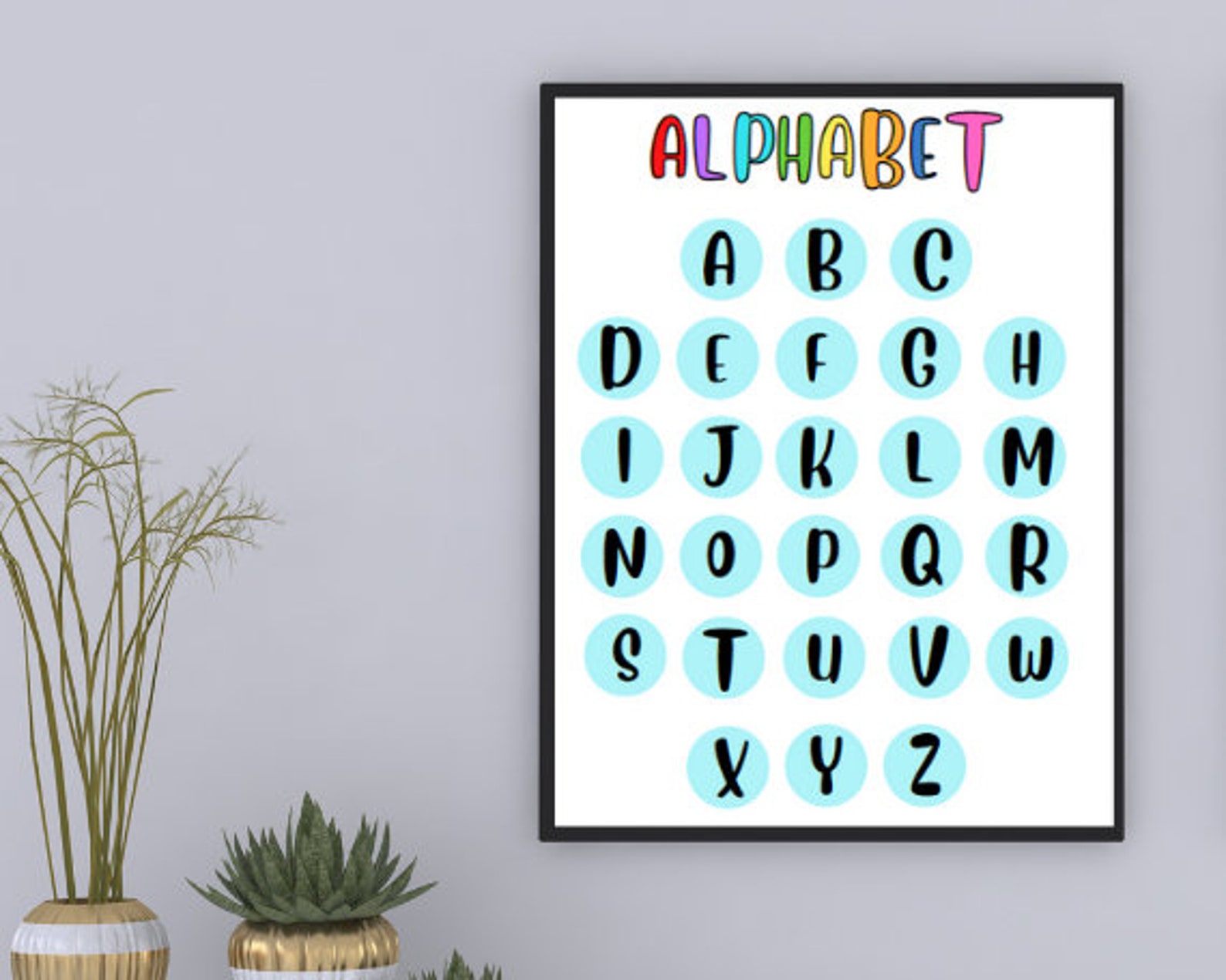 Alphabet Wall Chart, A to Z Poster, Learning Art, Educational Poster ...