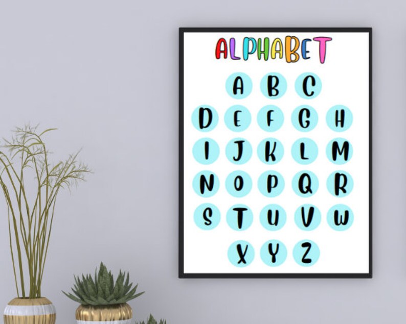 Alphabet Wall Chart, A to Z Poster, Learning Art, Educational Poster ...