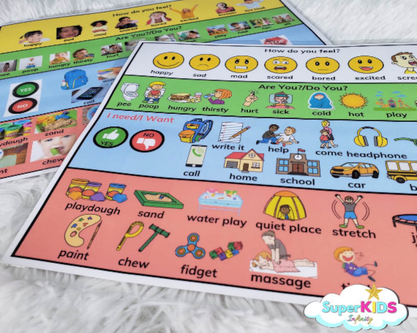 Communication Board for Kids, Autism Aid, Non-verbal Chart, Kids ...