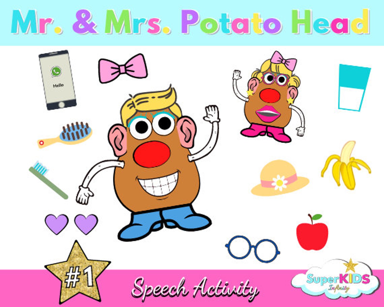 Mr. and Mrs. Potato Head Printable Activity Game, Speech (PDF File) - Etsy